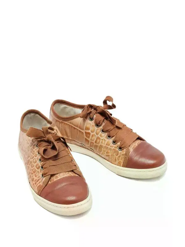 LANVIN Embossed Leather Sneakers - Brown