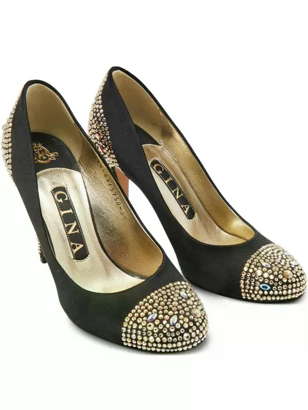 GINA Crystal-embellished Heeled Pumps - Black