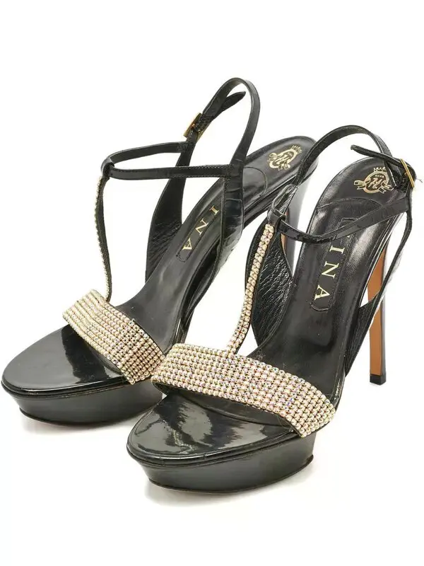 GINA Crystal-embellished T-bar Sandals