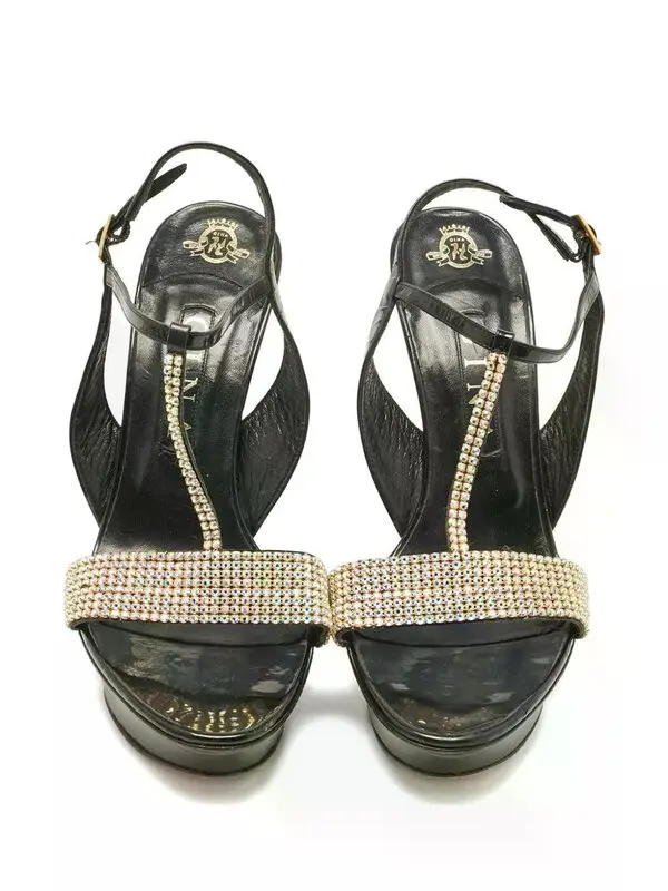 GINA Crystal-embellished T-bar Sandals