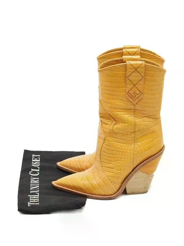Fendi Croc-embossed Leather Cowboy Boots