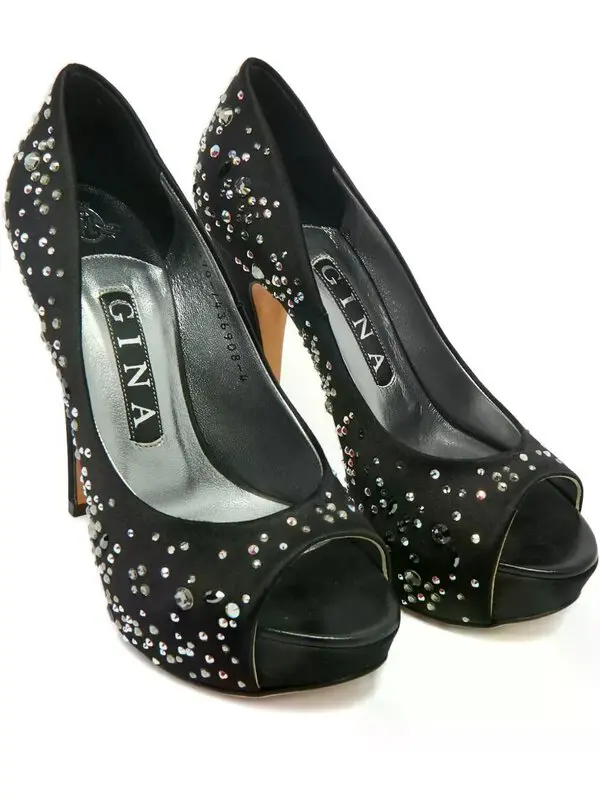 GINA Crystal Embellished Open-toe Pumps