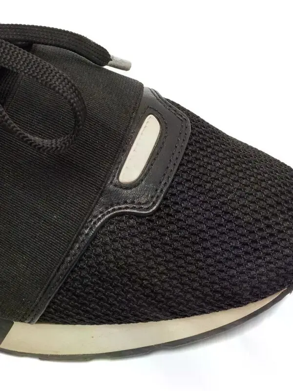 Balenciaga Leather Mesh Sneakers - Black