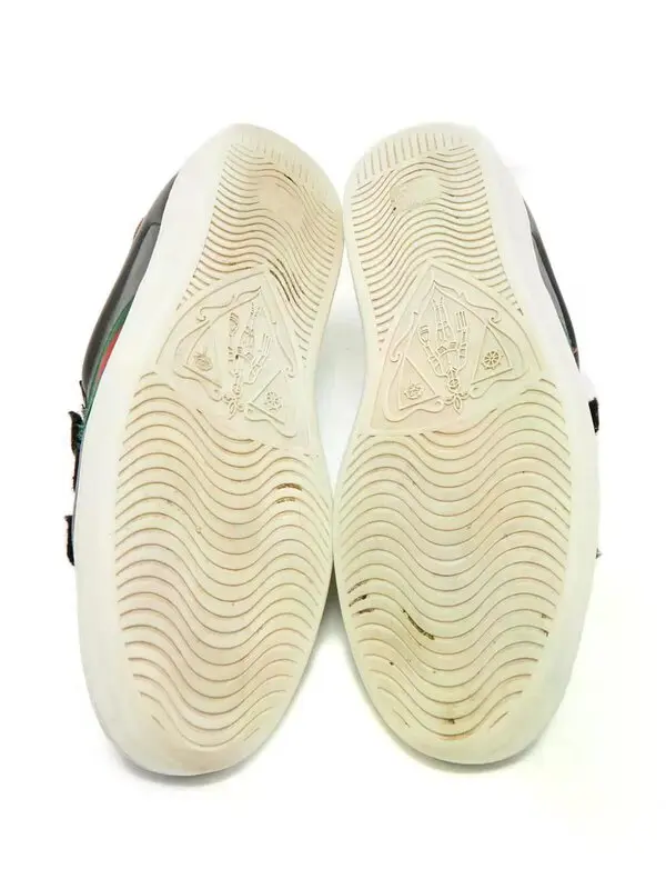 Gucci Leather Sneakers With Web Stripe
