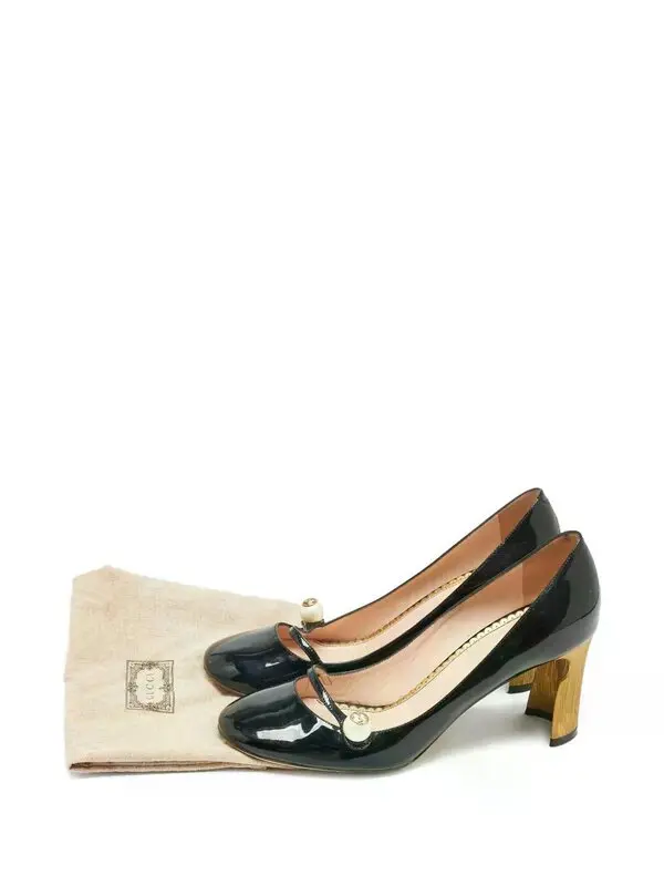 Gucci Patent Leather Pearl Embellished Mary Jane Pumps