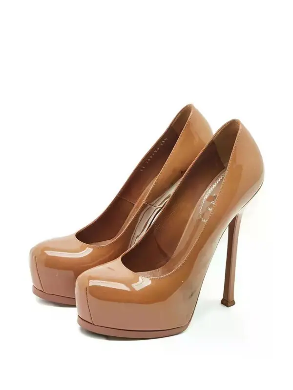 Saint Laurent 150mm Patent-leather Platform Pumps - Neutrals