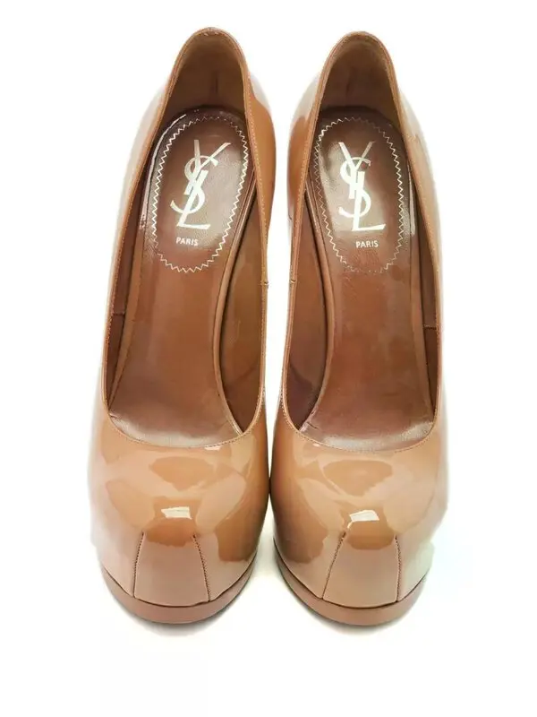Saint Laurent 150mm Patent-leather Platform Pumps - Neutrals
