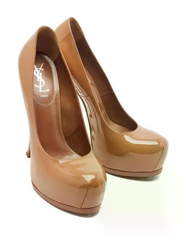 Saint Laurent 150mm Patent-leather Platform Pumps - Neutrals