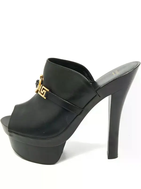 Versace Insignia Leather Slide Sandals
