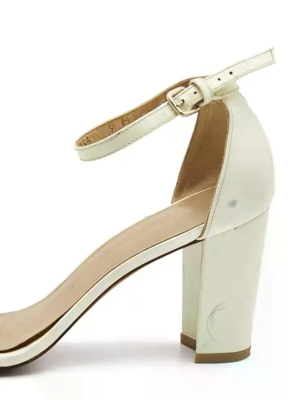 STUART WEITZMAN 85mm Patent Leather Block Heel Sandals - Neutrals