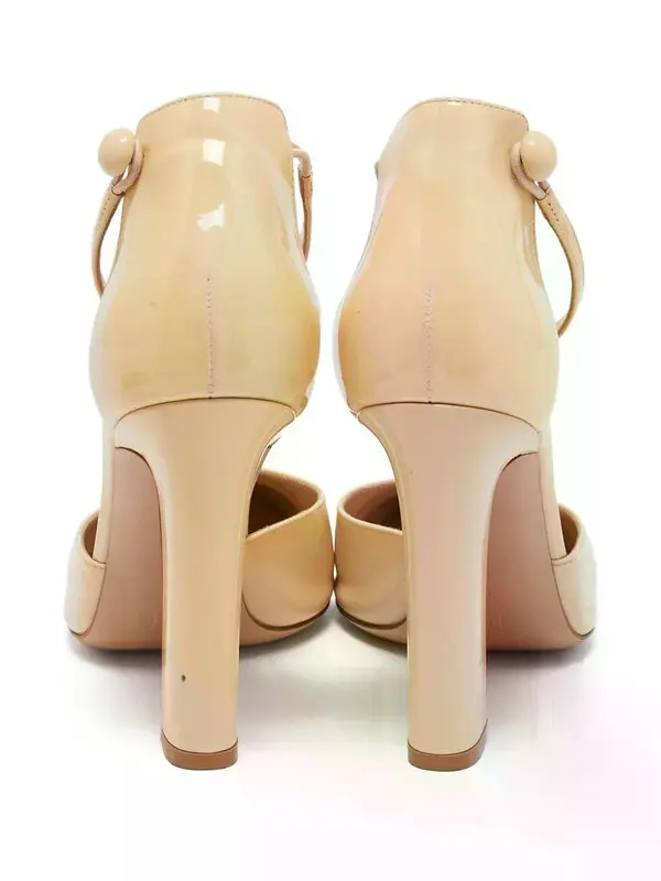 GIANVITO ROSSI Patent Leather Block Heel Ankle Strap Pumps