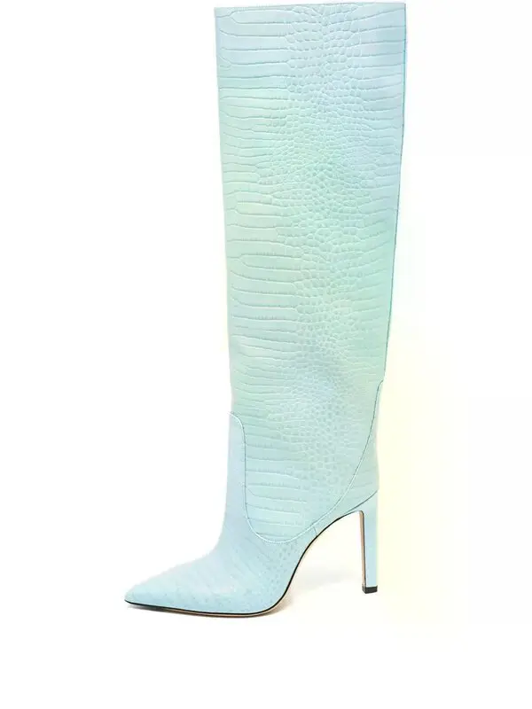 JIMMY CHOO 110mm Crocodile-effect Leather Boots