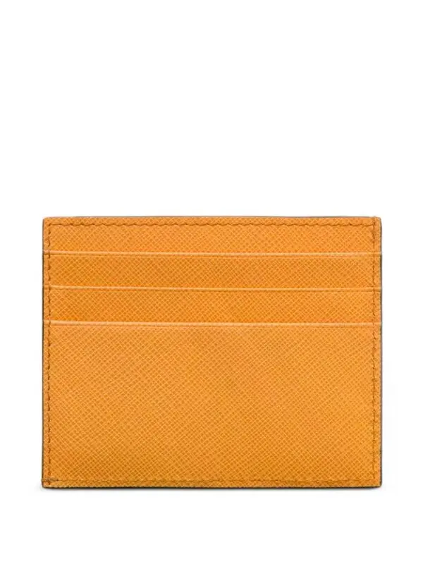 Prada Triangle-logo Leather Card Holder - Orange