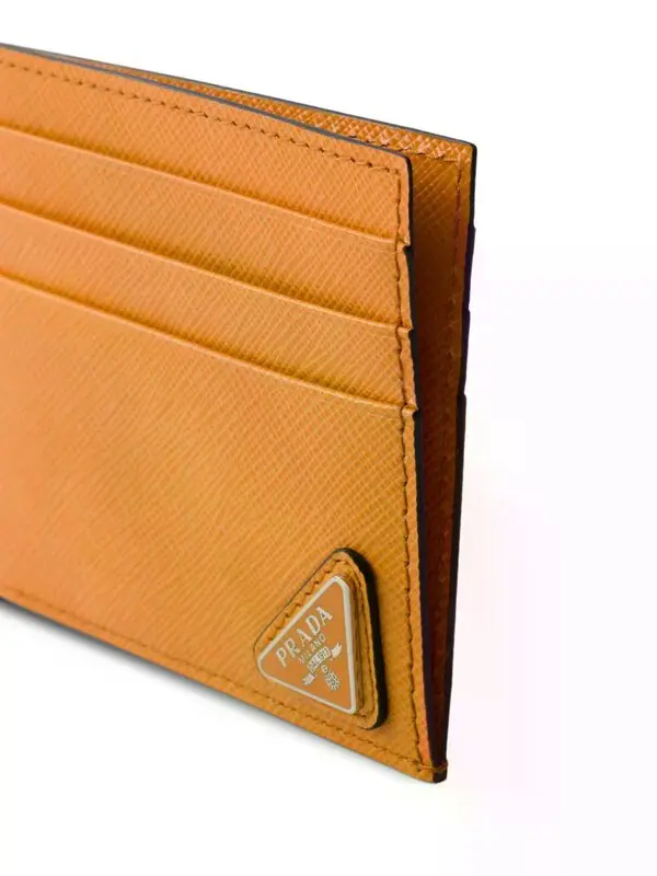 Prada Triangle-logo Leather Card Holder - Orange