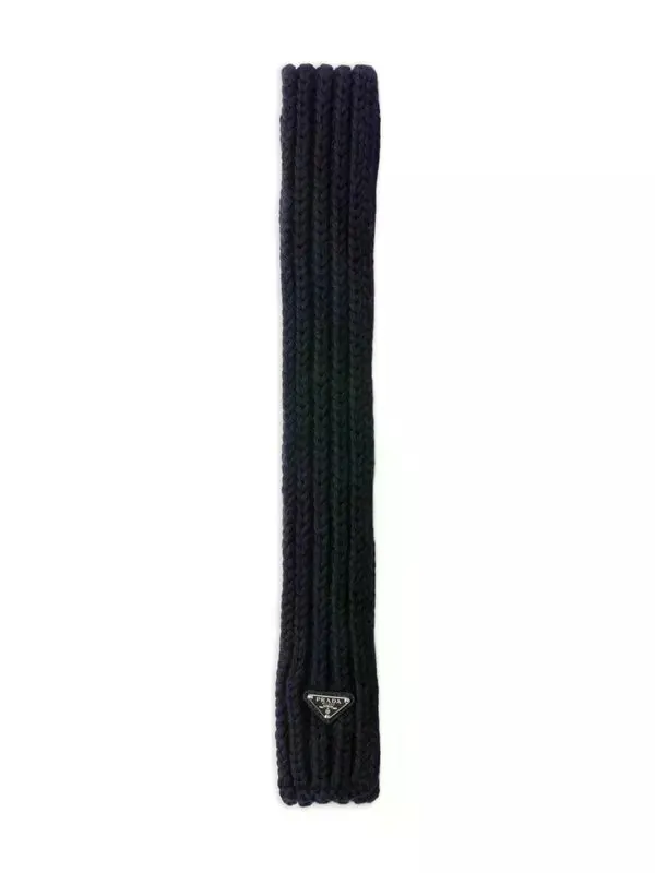 Prada Triangle-logo Wool Scarf - Blue