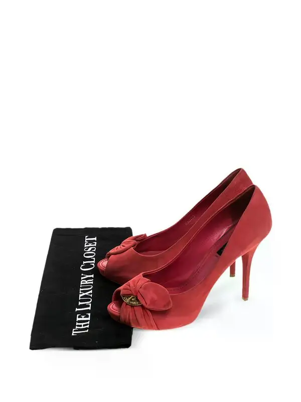 LOUIS VUITTON 110mm Ruched Bow Peep Toe Pumps
