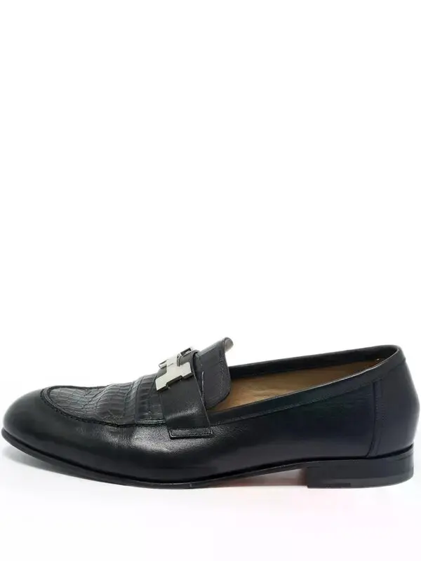 Hermès Crocodile-effect Leather Loafers