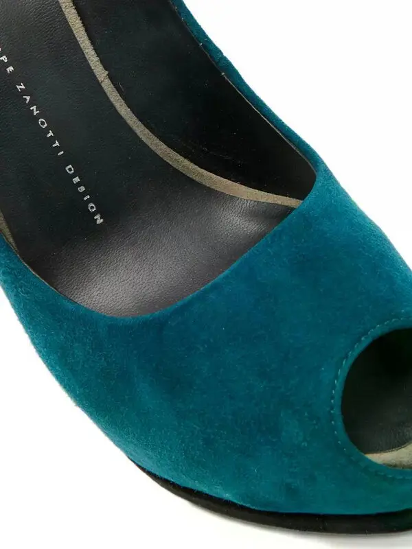 GIUSEPPE ZANOTTI Suede Peep-toe Platform Pumps - Blue