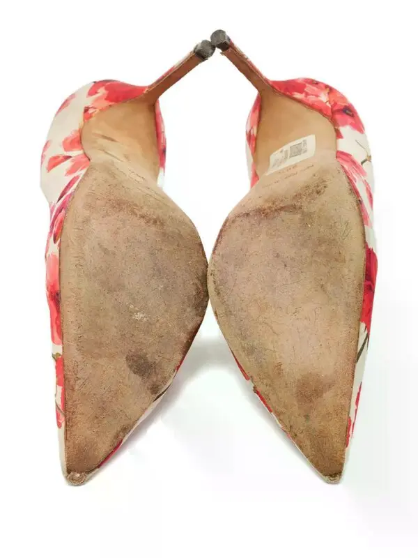 Manolo Blahnik Floral Print Satin Pumps