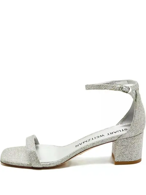 STUART WEITZMAN Nearly Nude Glitter Ankle-strap Sandals - Silver