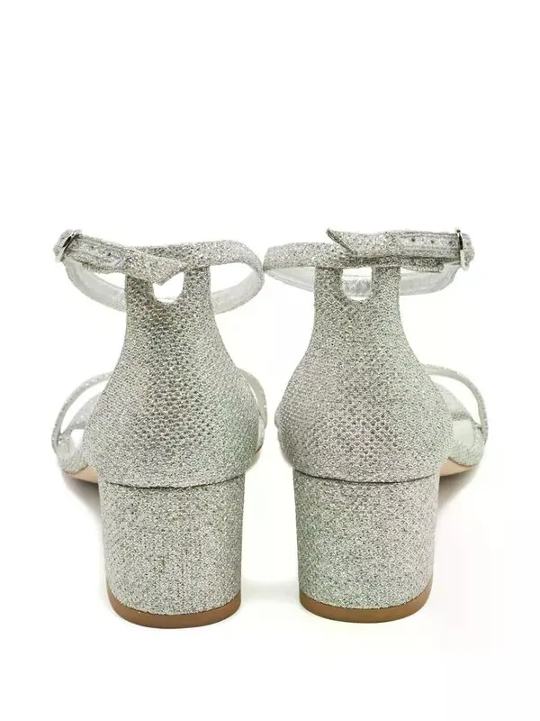 STUART WEITZMAN Nearly Nude Glitter Ankle-strap Sandals - Silver