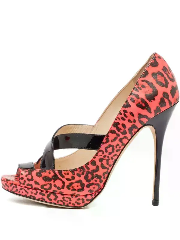 JIMMY CHOO Peep-toe Leopard Print Stiletto Heel Pumps