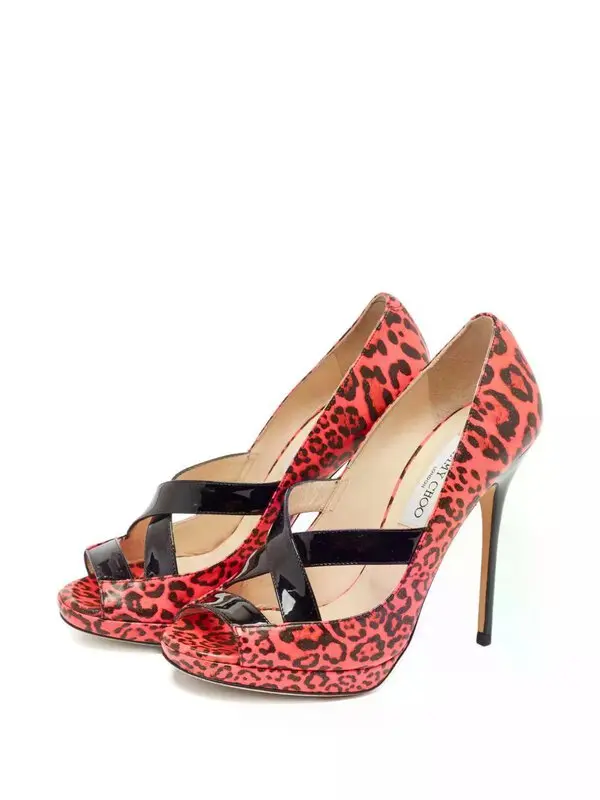 JIMMY CHOO Peep-toe Leopard Print Stiletto Heel Pumps