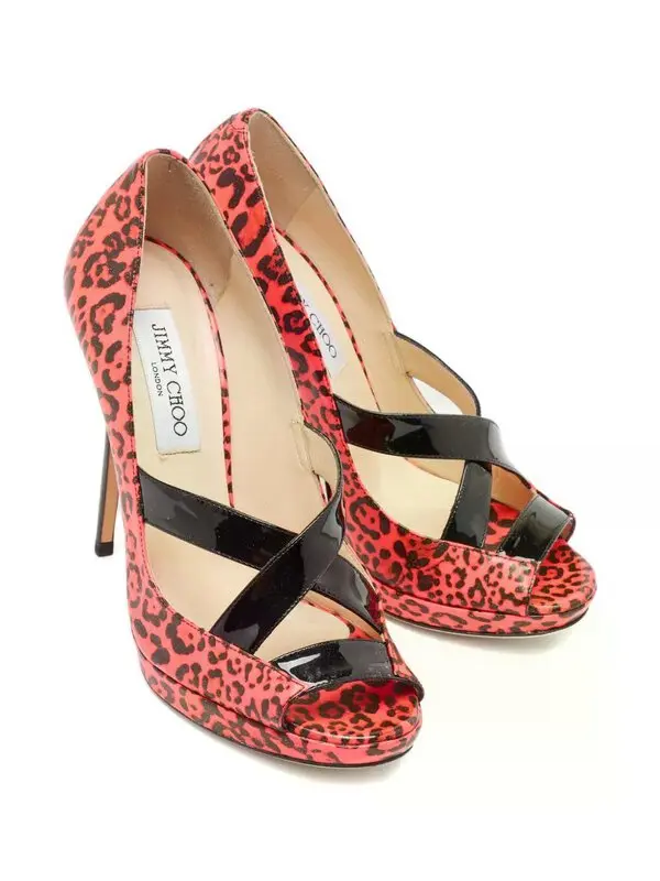 JIMMY CHOO Peep-toe Leopard Print Stiletto Heel Pumps