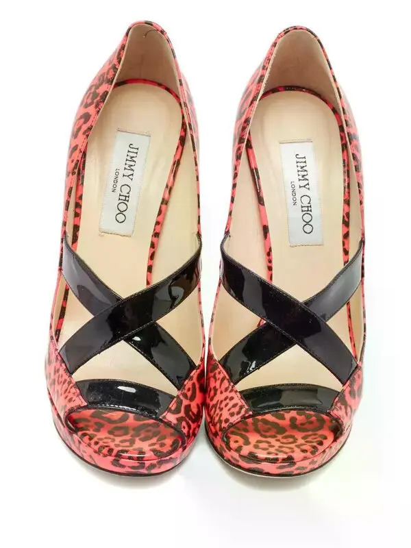 JIMMY CHOO Peep-toe Leopard Print Stiletto Heel Pumps