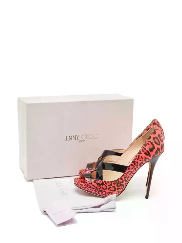 JIMMY CHOO Peep-toe Leopard Print Stiletto Heel Pumps