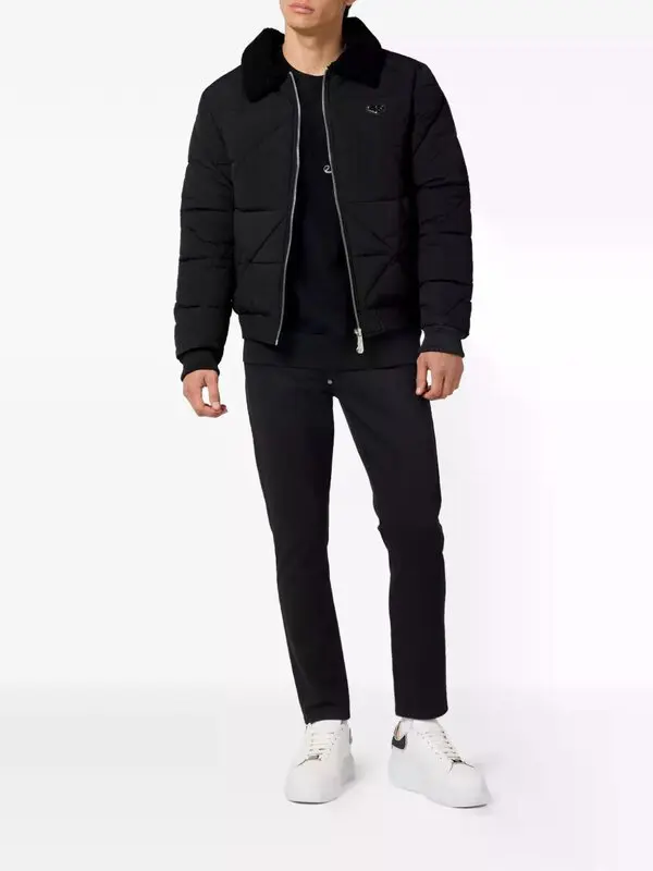 Philipp Plein Quilted Jacket With Textured Collar