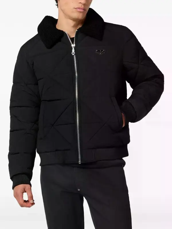 Philipp Plein Quilted Jacket With Textured Collar