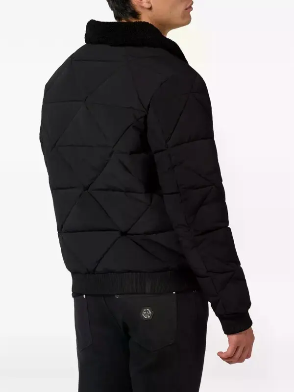 Philipp Plein Quilted Jacket With Textured Collar