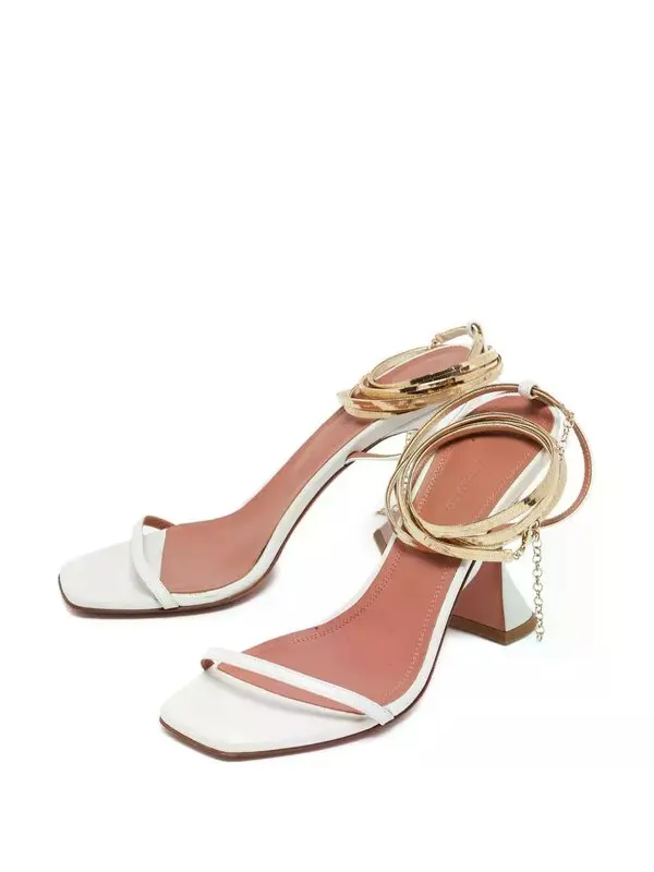 Amina Muaddi Metal Wrap Leather Sandals