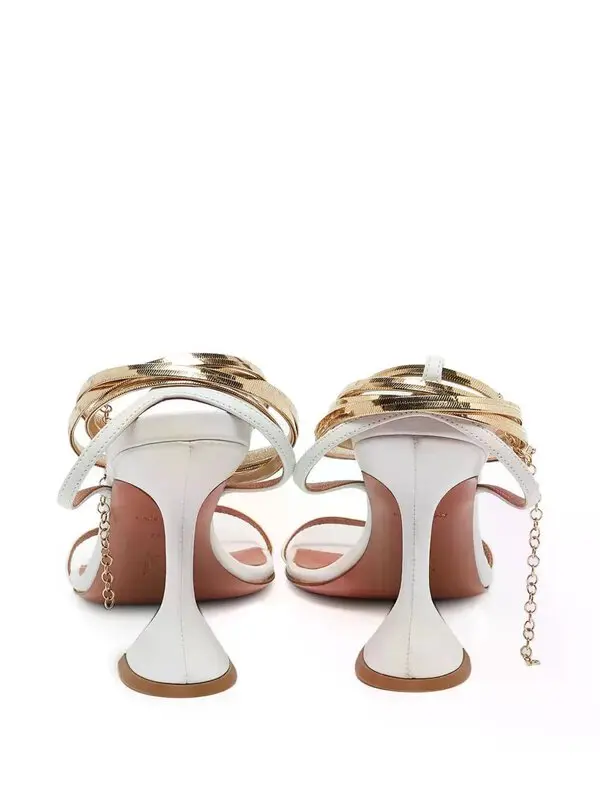 Amina Muaddi Metal Wrap Leather Sandals