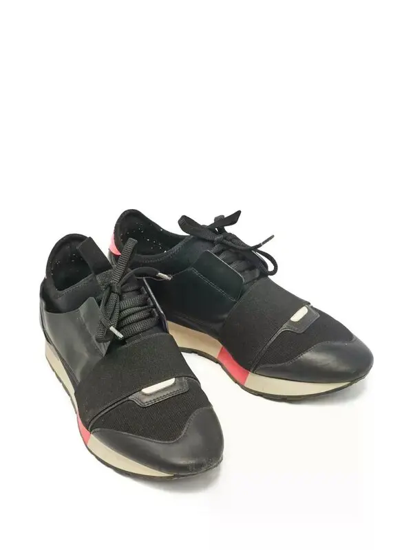 Balenciaga Leather Lace-up Sneakers - Black