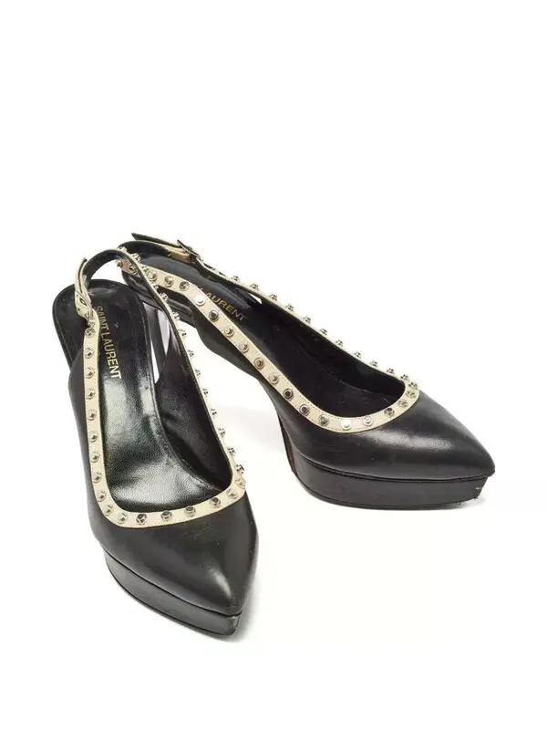 Saint Laurent Platform Studded Slingback Pumps