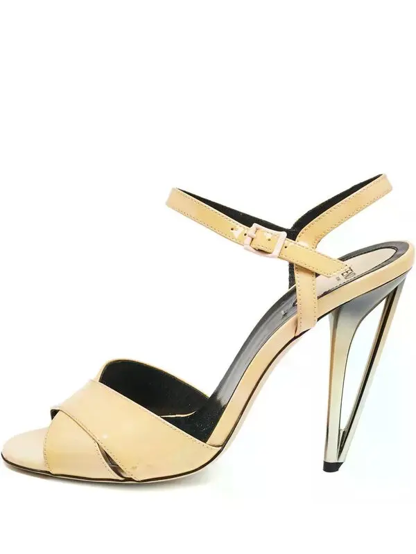 Fendi 120mm Patent-leather Ankle-strap Sandals - Neutrals