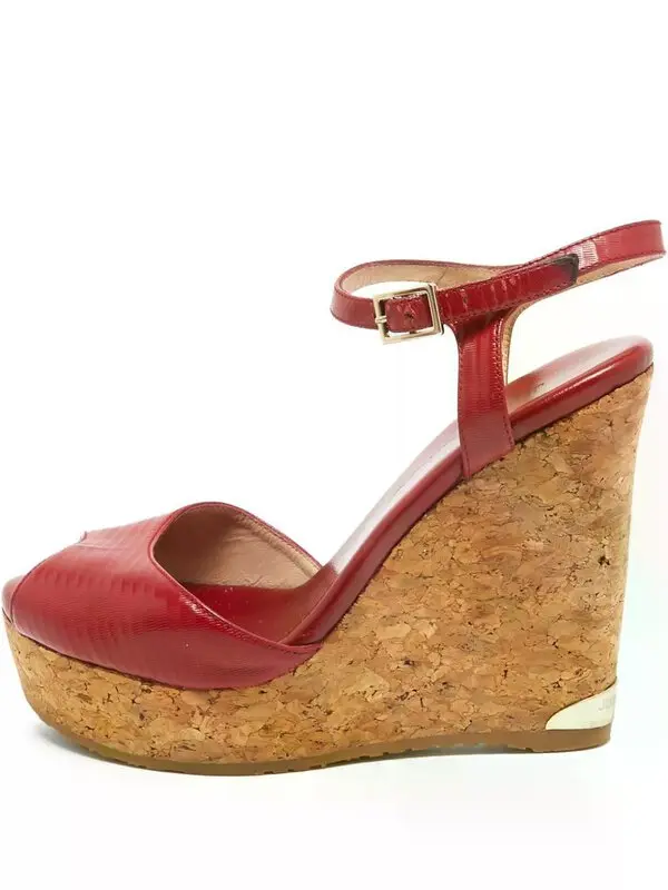 JIMMY CHOO 110mm Leather Wedge Sandals