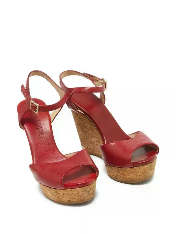 JIMMY CHOO 110mm Leather Wedge Sandals