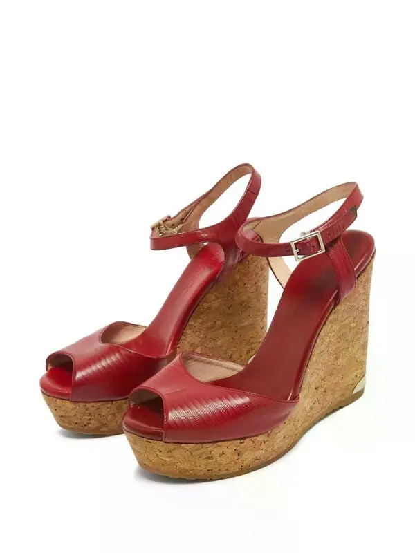 JIMMY CHOO 110mm Leather Wedge Sandals
