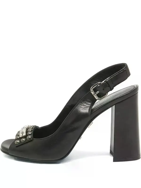 LORIBLU 120mm Crystal Stud Slingback Pumps