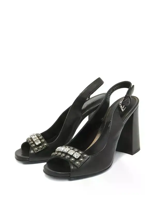LORIBLU 120mm Crystal Stud Slingback Pumps