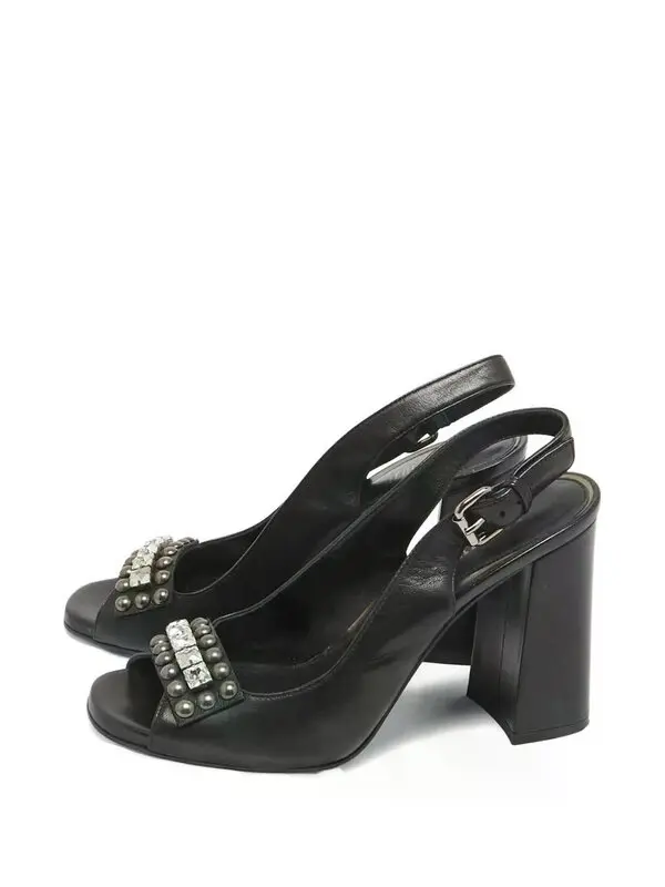 LORIBLU 120mm Crystal Stud Slingback Pumps