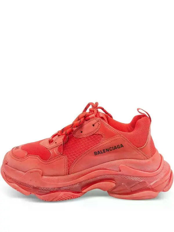 Balenciaga Triple S Stacked Sole Sneakers - Red