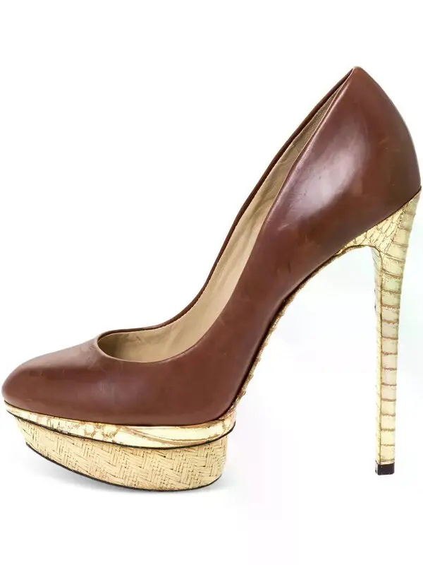 Brian Atwood Pumps With Raffia And Python Effect Leather