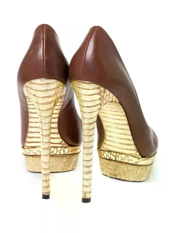 Brian Atwood Pumps With Raffia And Python Effect Leather