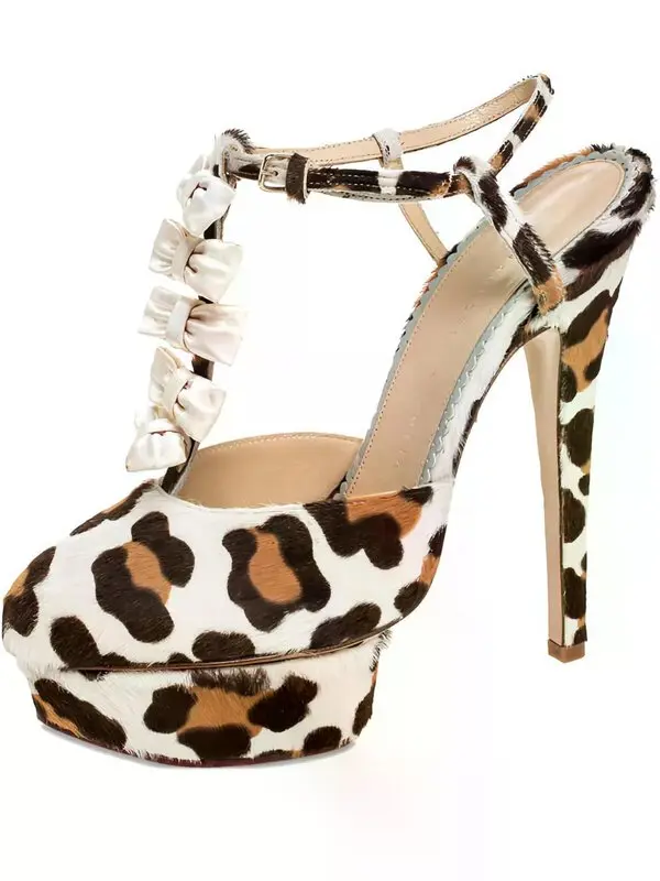 CHARLOTTE OLYMPIA 150mm Leopard-print Bow Sandals - Neutrals
