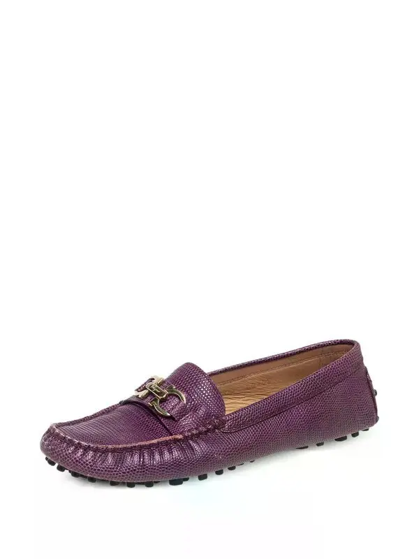 FERRAGAMO Lizard Embossed Gancini Loafers