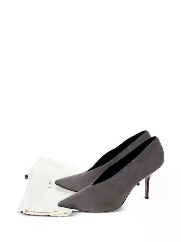 Celine Leather Heeled Pumps - Grey